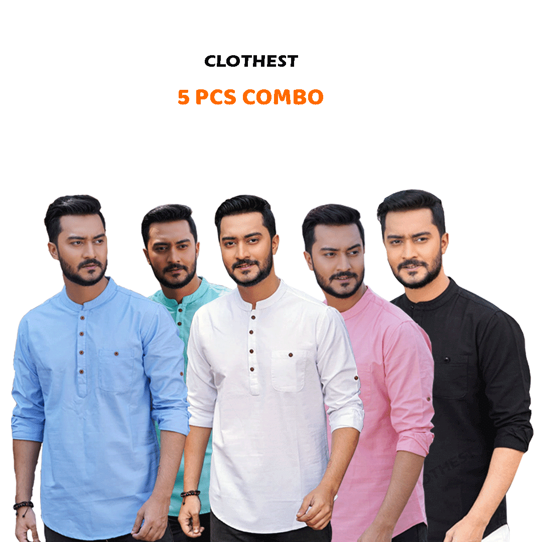 5 Pcs Long Sleeve Katua-Sky+Pest+White+Cream+Black – ClothestBD