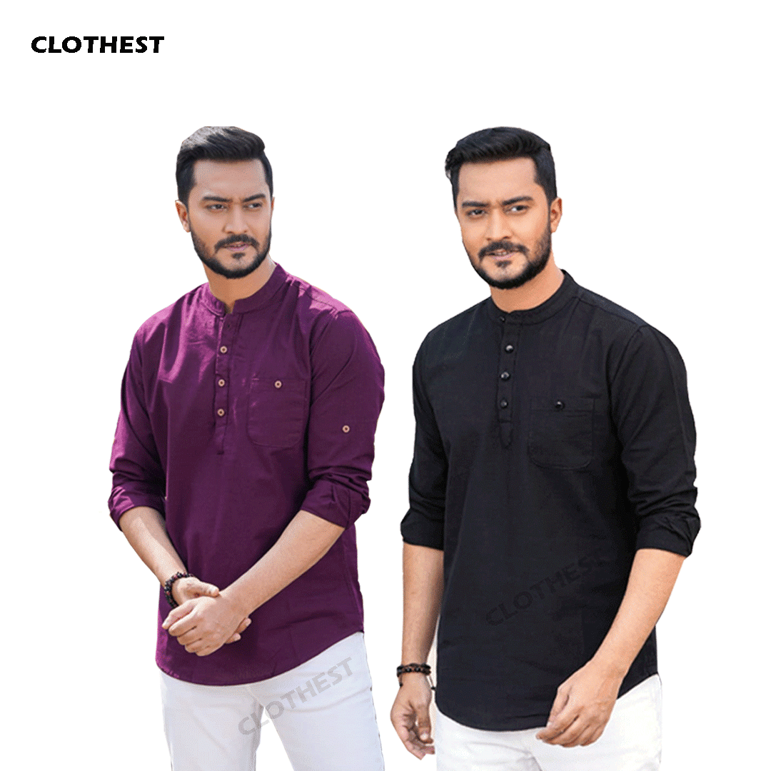 2 Pcs Long Sleeve Katua-Purple+Black – ClothestBD