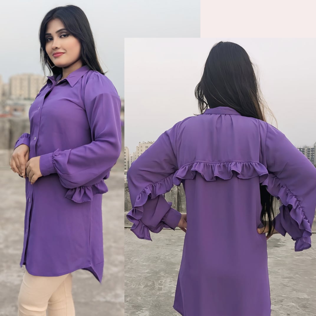 Ladies Long Shirt -Purple – ClothestBD